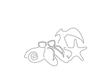 Summer holidays isolated line drawing Royalty Free Vector