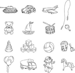 Toys sketch set poster Royalty Free Vector Image