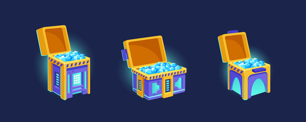 Futuristic chests closed and open boxes Royalty Free Vector