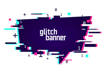 Glitch banner with copyspace promotion Royalty Free Vector