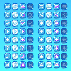 Wooden game icons buttons interface ui Royalty Free Vector