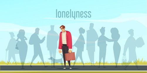 Isolated sad lonely characters celebrate Vector Image
