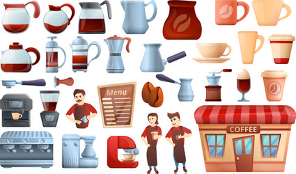Barista cafe icon cartoon coffee shop Royalty Free Vector