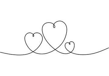 Monoline three hearts embracing continuous line Vector Image