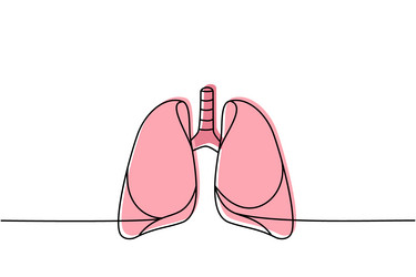Human lungs one line continuous drawing Royalty Free Vector