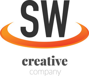 Initial letter sw creative swoosh design logo Vector Image