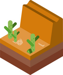 Isolated isometric cactus in desert Royalty Free Vector