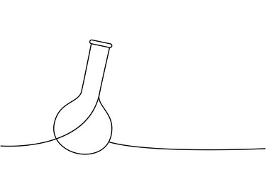 Two neck round bottom flask one line continuous Vector Image