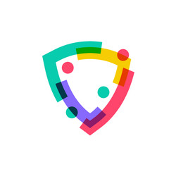 People shield diversity security team work color Vector Image