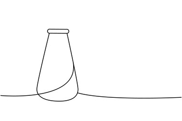 Lab glassware one line continuous drawing conical Vector Image