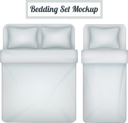 Single and double bed linen templates set 3d Vector Image