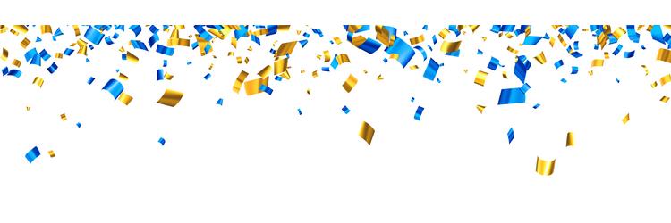 Blue and yellow foil cut out ribbon confetti Vector Image