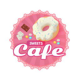 Chocolate sweets shop logo label Royalty Free Vector Image