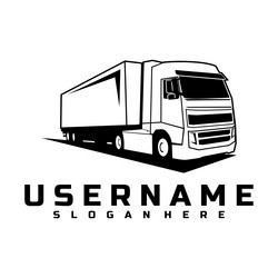 Semi truck line logo design concept Royalty Free Vector