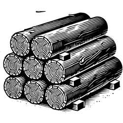 Wood log stack silhouette isolated on white Vector Image