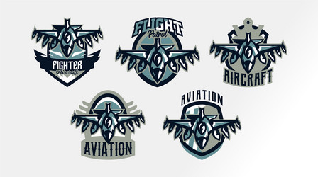 Aviation emblem set badges or logos Royalty Free Vector