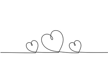 Monoline three hearts embracing continuous line Vector Image