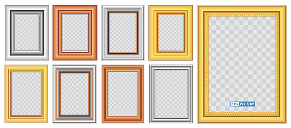 Set realistic gold frame template Royalty Free Vector Image