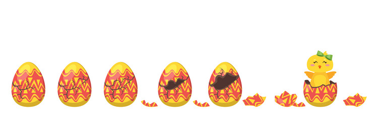 Chick hatch animation from egg Royalty Free Vector Image