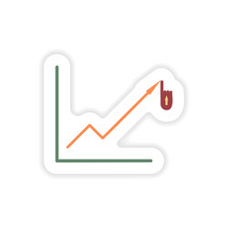 Stylish sticker on paper economic graph a white Vector Image