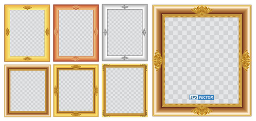 Set realistic gold frame template Royalty Free Vector Image