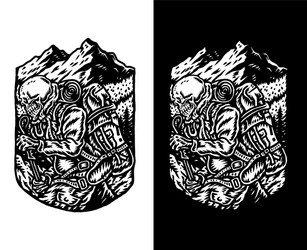 Skeleton hiking adventure Royalty Free Vector Image