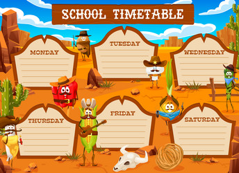 Timetable schedule with cartoon musical instrument
