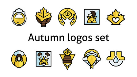 Outline doodle objects autumn set Royalty Free Vector Image