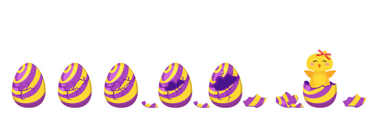 Chick hatch animation from egg Royalty Free Vector Image