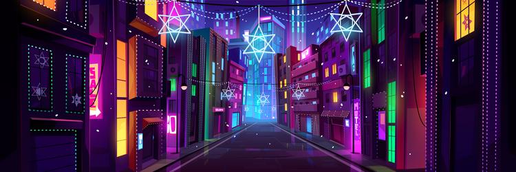 Night city street intersection background Vector Image