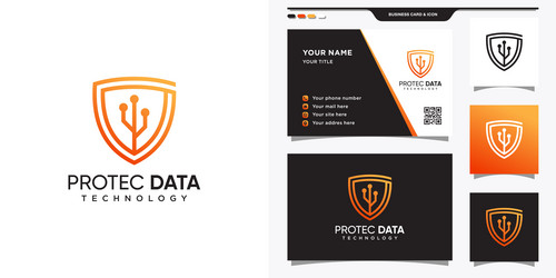 Shield logo template for security data cyber tech Vector Image