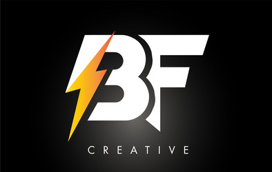 Bf letter logo design with lighting thunder bolt Vector Image