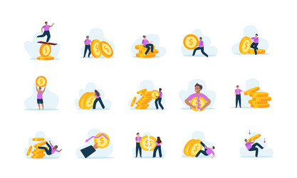 Financial instability icon set Royalty Free Vector Image