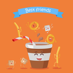 Best friends food banner Royalty Free Vector Image