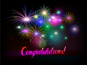 Congratulations word with fireworks Royalty Free Vector