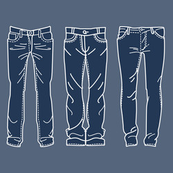 Drawing blue jeans outline jean mens Royalty Free Vector