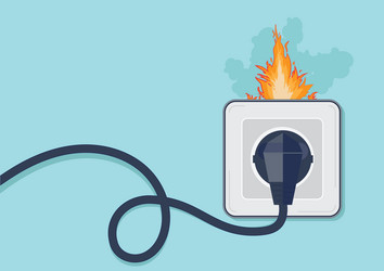 Short circuit electric outlet fire Royalty Free Vector Image
