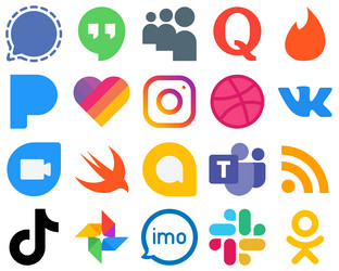 20 social media icons for every platform Vector Image