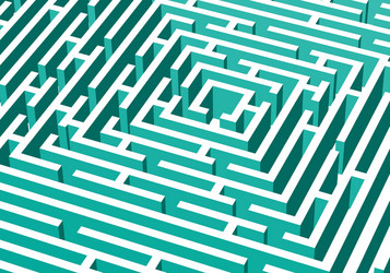 Blue labyrinth pattern on white background Vector Image