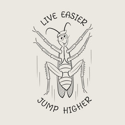 Funny emblem with comic cockroach and quote Vector Image