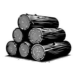 Wood log stack silhouette isolated on white Vector Image