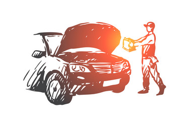 Wrench screwdriver and auto silhouette car repair Vector Image
