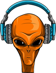 Alien head with headphones Royalty Free Vector Image