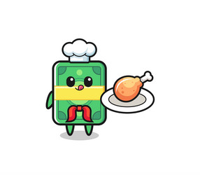 Cylinder piggy bank fried chicken chef cartoon Vector Image