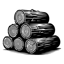 Wood log stack silhouette isolated on white Vector Image