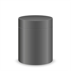 Black round box mockup plastic tin or cardboard Vector Image
