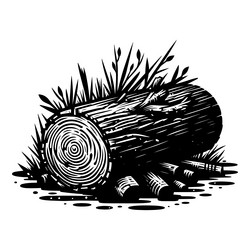 Wood log stack silhouette isolated on white Vector Image