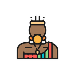 African ethnicity tribe man cartoon character flat