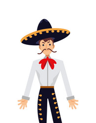 Mexico charro with hat costume Royalty Free Vector Image