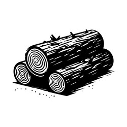 Wood log stack silhouette isolated on white Vector Image